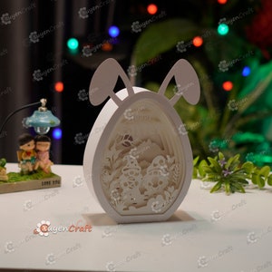 Pack 3 Easter Egg Shadow Box SVG for Cricut Projects, Easter Bunny Lightbox, Easter Eggs Paper ...