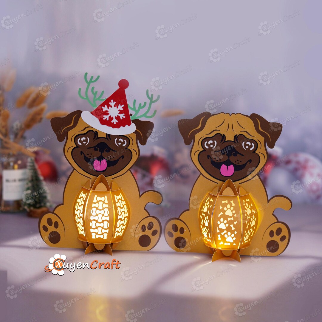 Pug Dog Lantern PDF, SVG, Studio Templates for You DIY Dog Lantern for ...