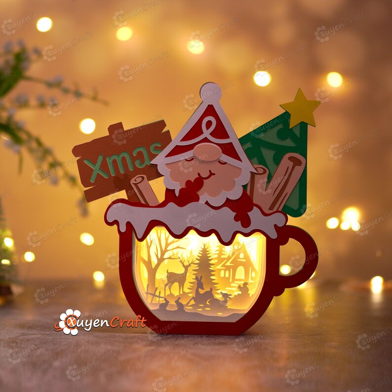 Hot Chocolate Christmas Shadow Box SVG – DIY Paper Lantern Template ...