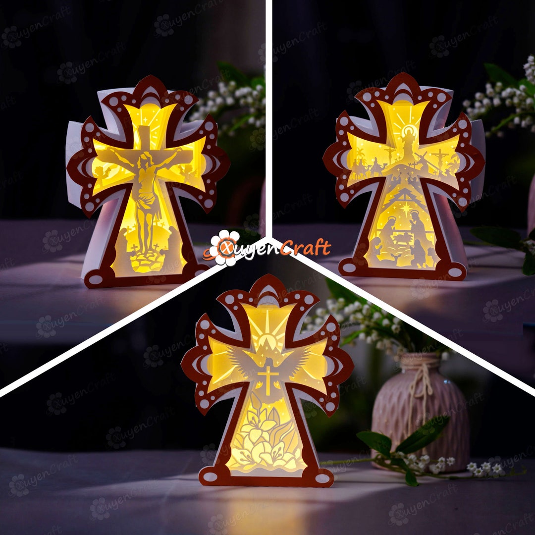 Cross Lantern Shadow Box SVG, Nativity Scene, Crucifixion, Resurrection ...