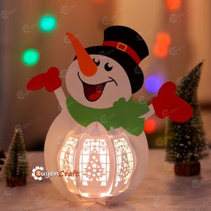Snowman Lantern PDF, SVG, Studio Templates for You DIY Christmas ...