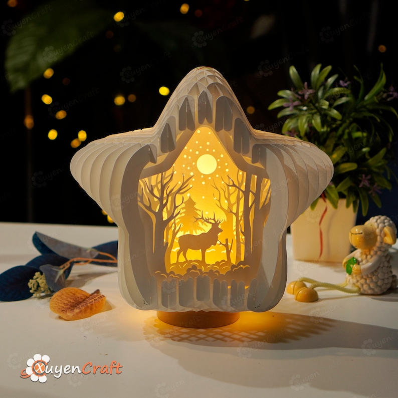 Pack 4 Star Pop up SVG Silhouette Templates Star Lanterns - Etsy