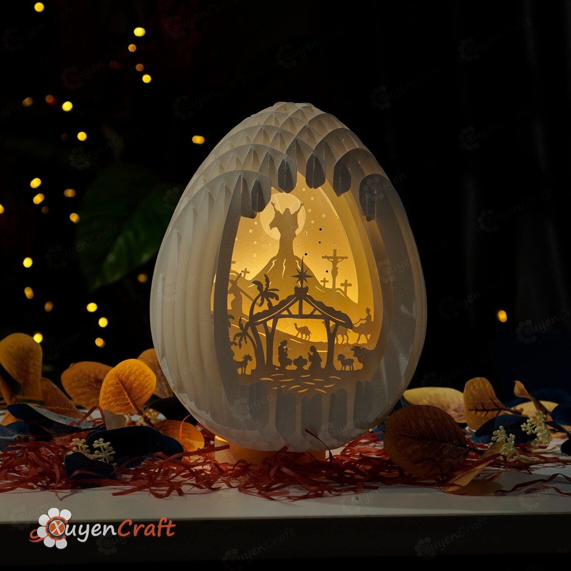 Nativity Scene Christmas Eggs Pop up SVG Template Christmas - Etsy