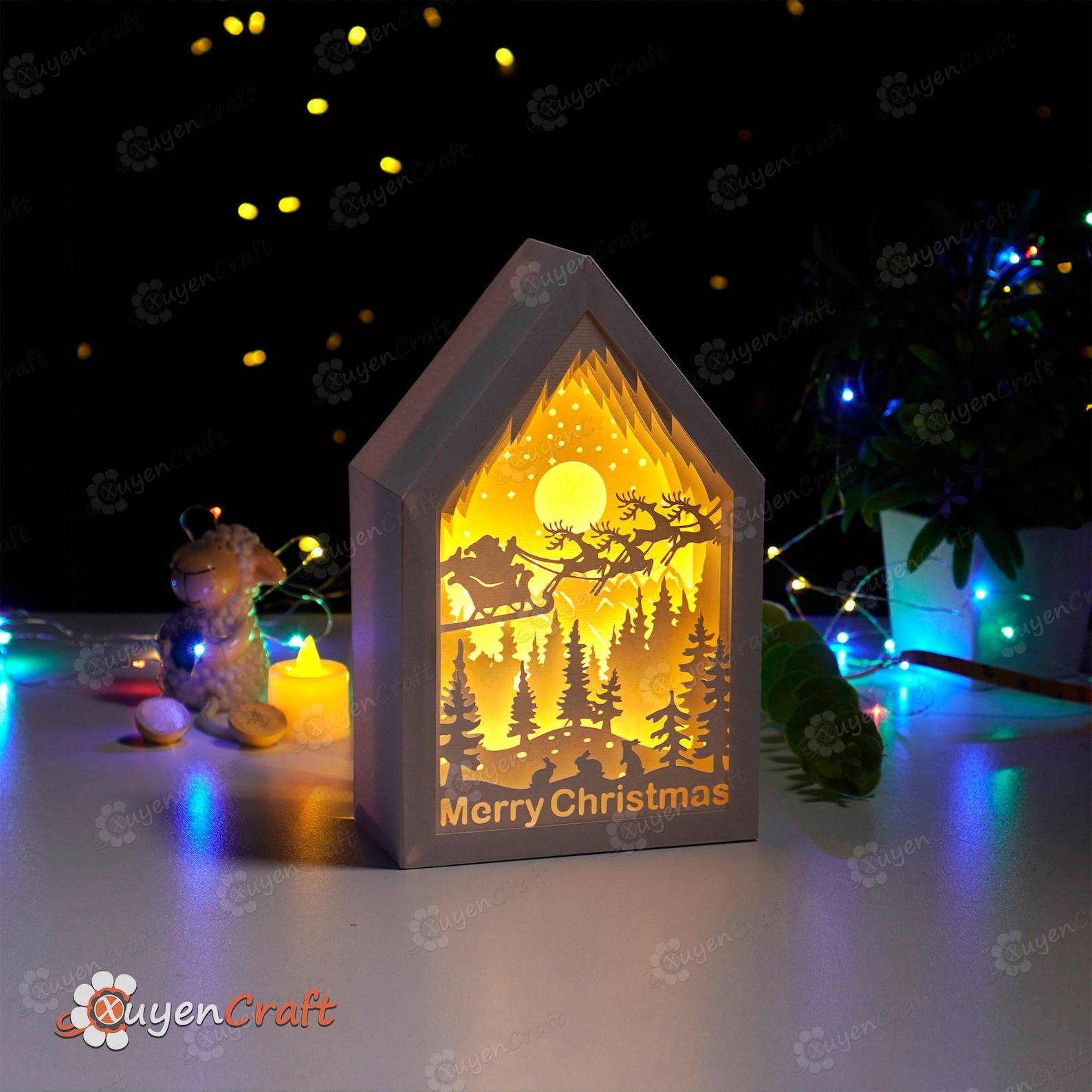 Pack 4 Christmas Lanterns Shadow Box SVG, Silhouette Studio Templates ...