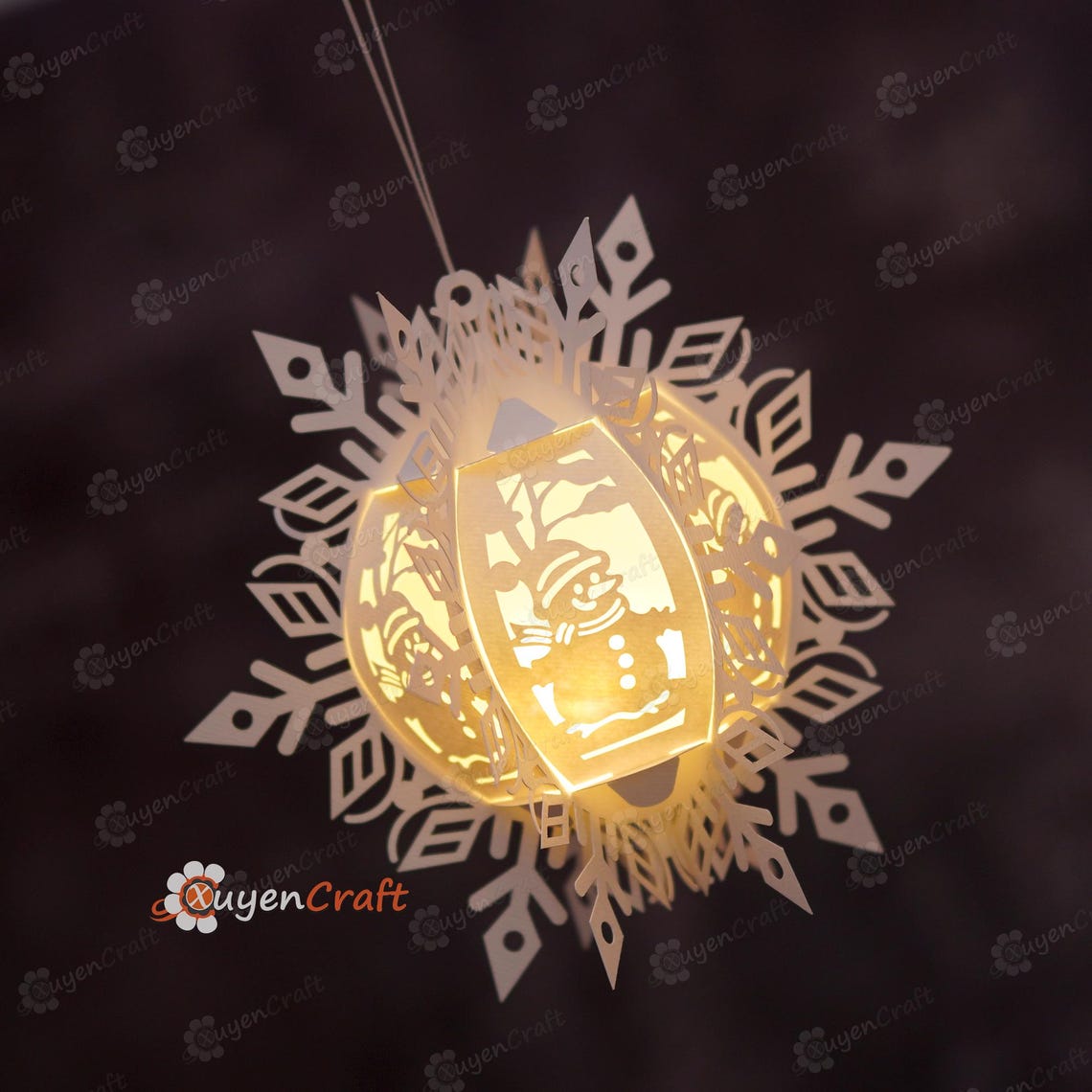 Set 3 Hanging Snowflake Lantern PDF, SVG, Studio Templates - DIY ...