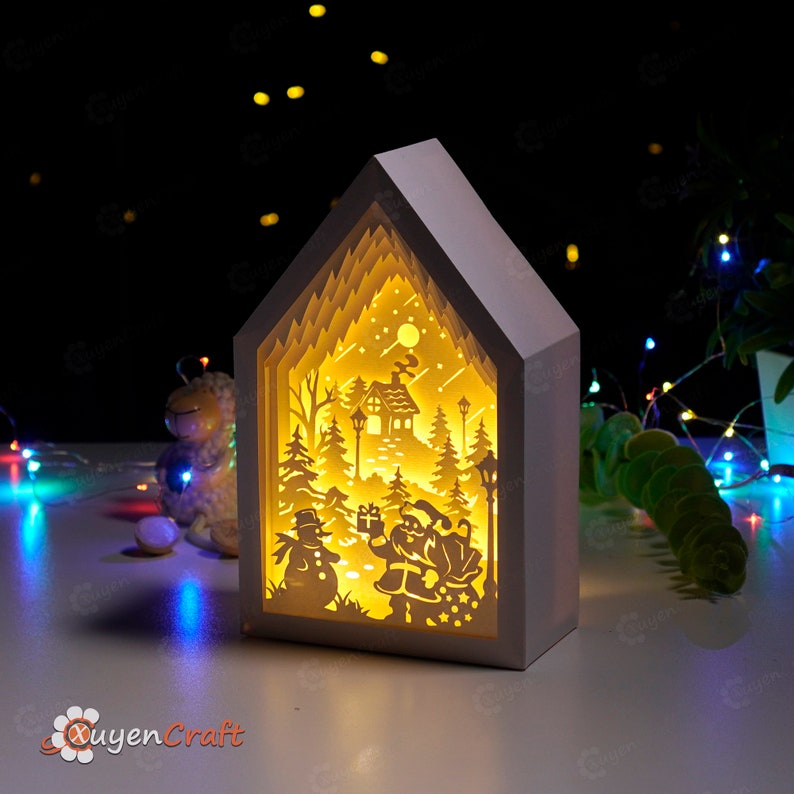 Pack 4 Christmas Lanterns Shadow Box SVG Silhouette Studio - Etsy