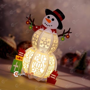 Set 3 Snowman Lantern SVG, Studio, PDF Templates V2 - DIY Christmas ...