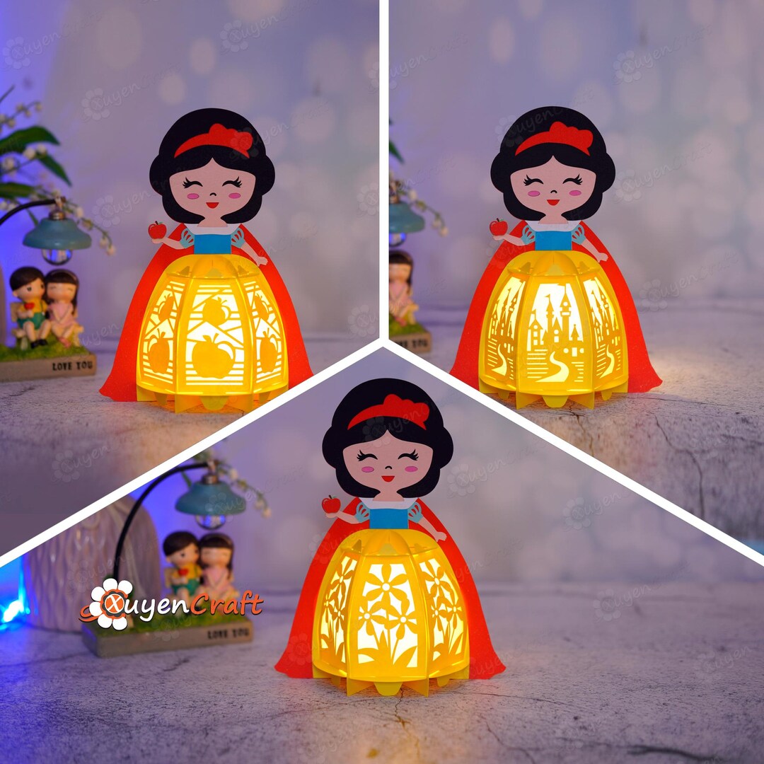 Set 3 Princess Lantern SVG, Studio, PDF Templates - DIY Lantern for ...