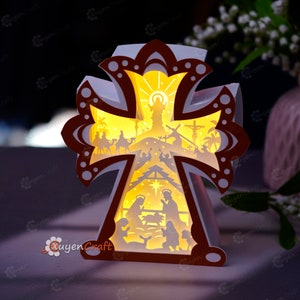 Cross Lantern Shadow Box SVG, Nativity Scene, Crucifixion, Resurrection ...