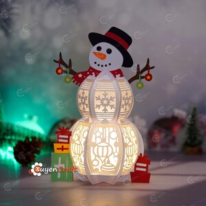 Set 3 Snowman Lantern SVG, Studio, PDF Templates V2 - DIY Christmas ...