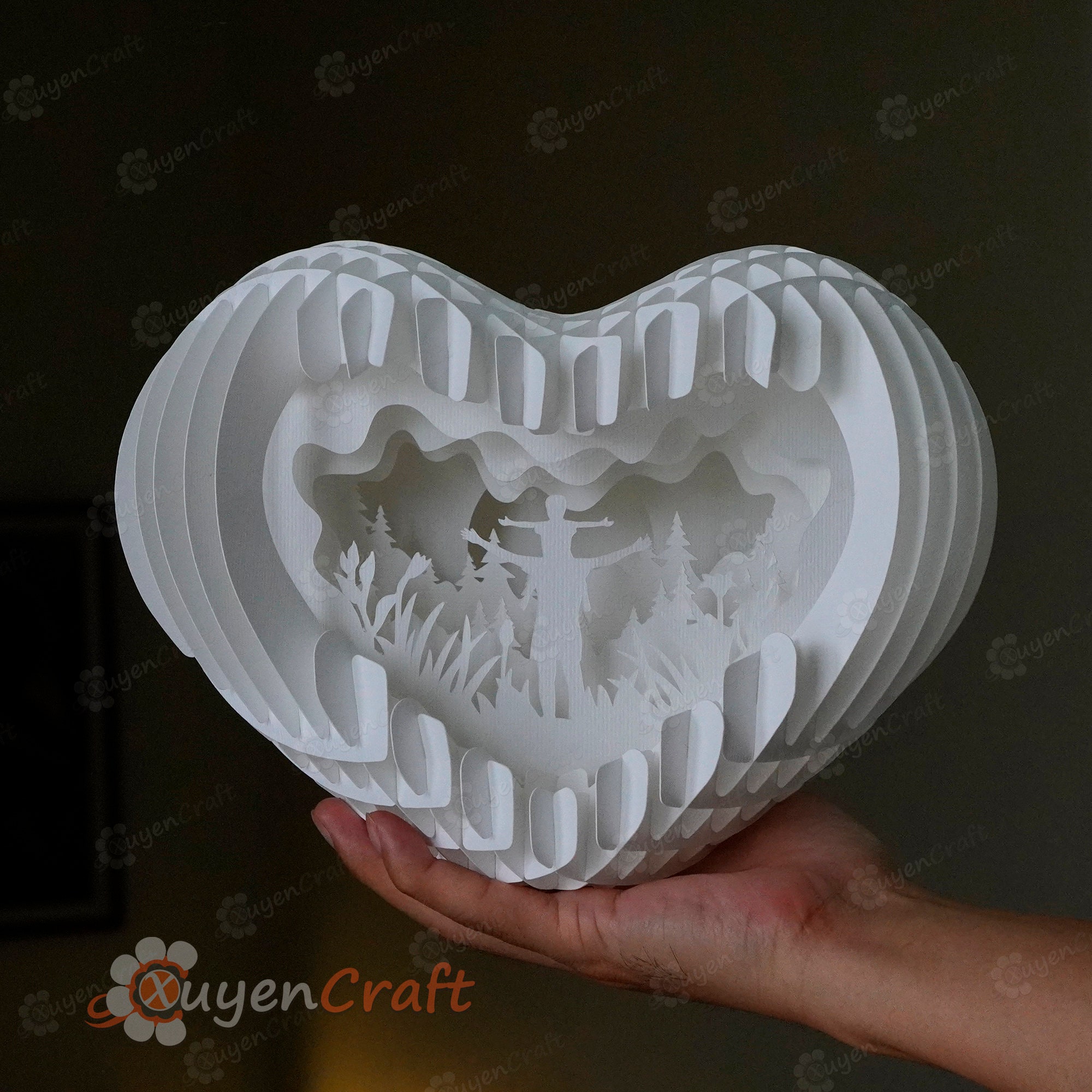 Father's Day Heart Pop up Card SVG Template | 3D Papercraft Lighting ...