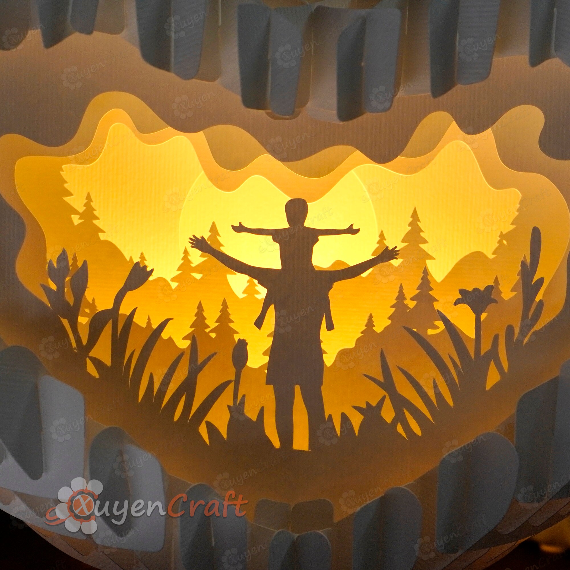 Father's Day Heart Pop up Card SVG Template | 3D Papercraft Lighting ...