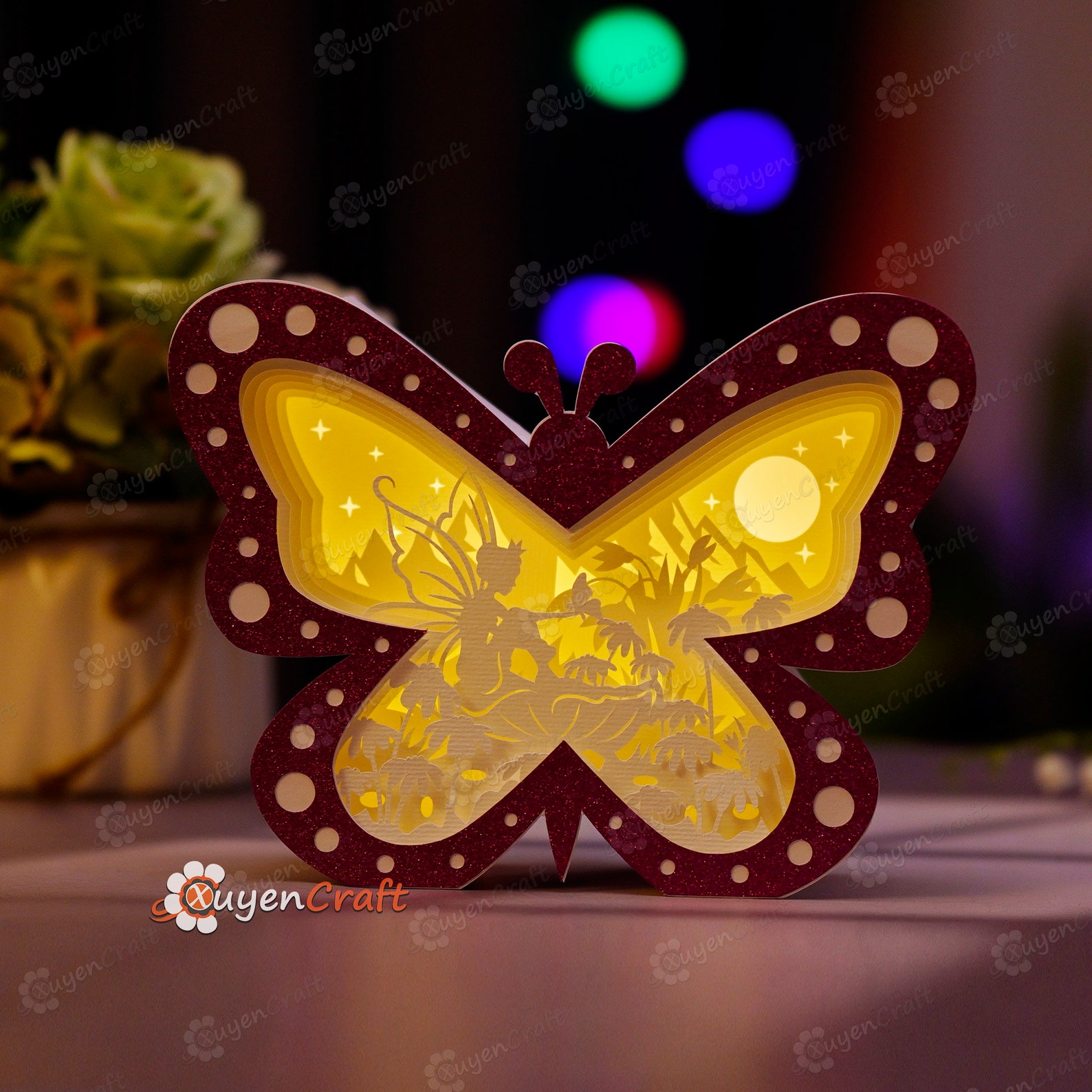 DIY Butterfly Lantern Shadow Box Template, Fairy Light Box (PDF, SVG ...