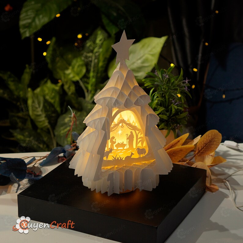 Nativity Scene in Tree Pop up SVG Template Paper Cutting - Etsy