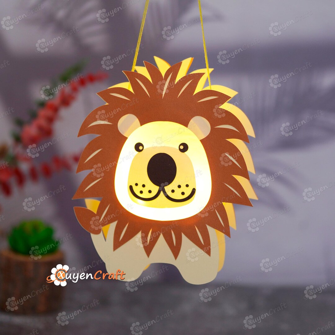 Lion Lantern Craft Template PDF for Printers, SVG, Studio Templates ...