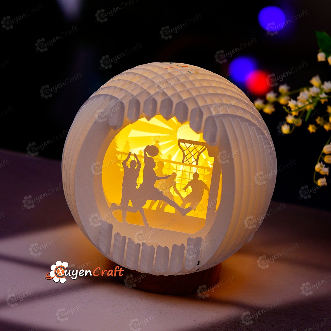 Basketball Sphere Pop-up Paper Lantern Template (PDF, SVG) - Etsy