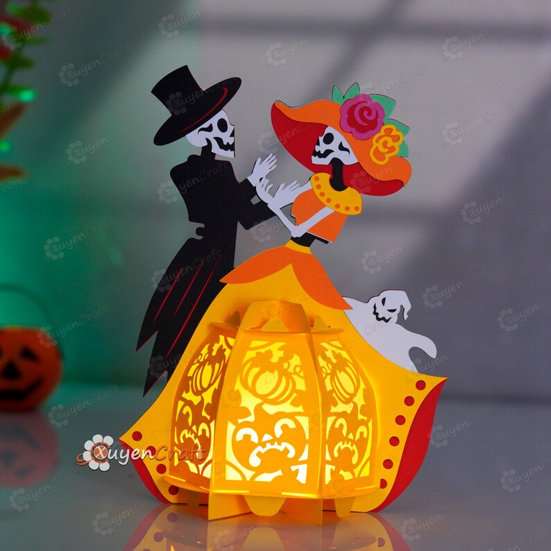Catrina Couple Lantern Templates – Day of the Dead SVG, PDF, Studio ...