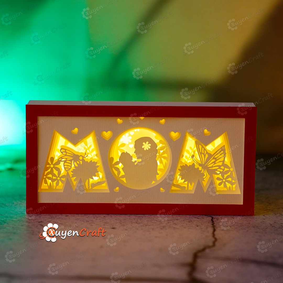 Mom Shadow Box SVG, Studio, PDF Templates for You Diy Mother's Day Gift ...