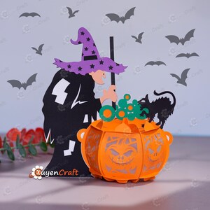 Set 3 Witch Pumpkin Lantern PDF, SVG, Studio Templates - Pumpkin ...