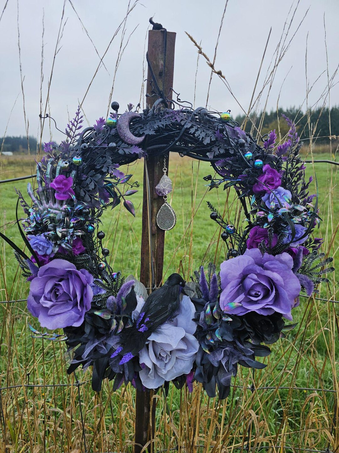 Spooky Raven Wreath, Home Decoration, Wall Decor, Wall Hangings, Wreath ...