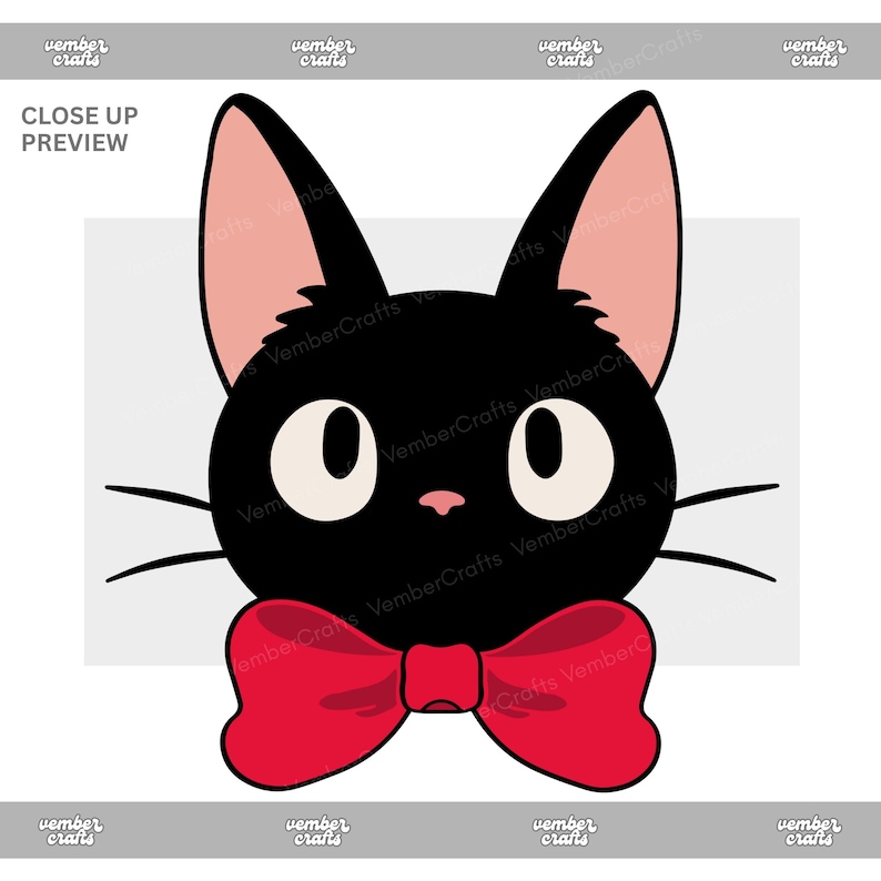 Jiji Kiki's Delivery Service - PNG SVG, Black Cat With Red Bow Digital ...