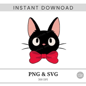 Jiji Kiki's Delivery Service - PNG SVG, Black Cat With Red Bow Digital ...