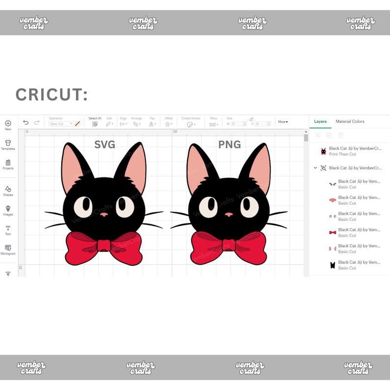Jiji Kiki's Delivery Service - PNG SVG, Black Cat With Red Bow Digital ...