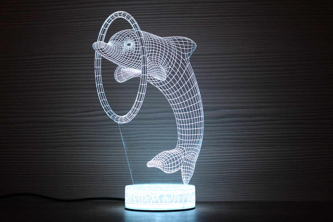 Dolphin 3D 3D Night Light Children Light Dolphin 3D Illusion LED Lamp ...