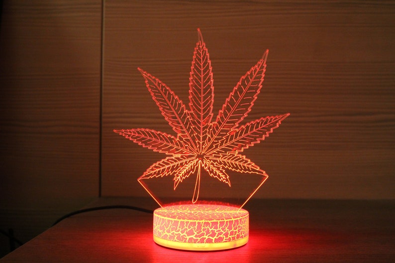 Weed Leaf Marijuana Leaf LED Desk Lamp Night Light Mary Jane - Etsy
