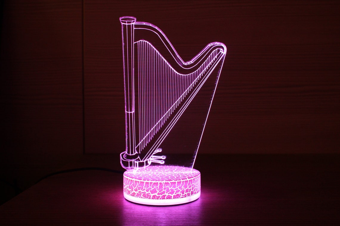 Harp Gifts Harp Lovers Gift 3D Night Lamp 3D Night Light Children Light ...