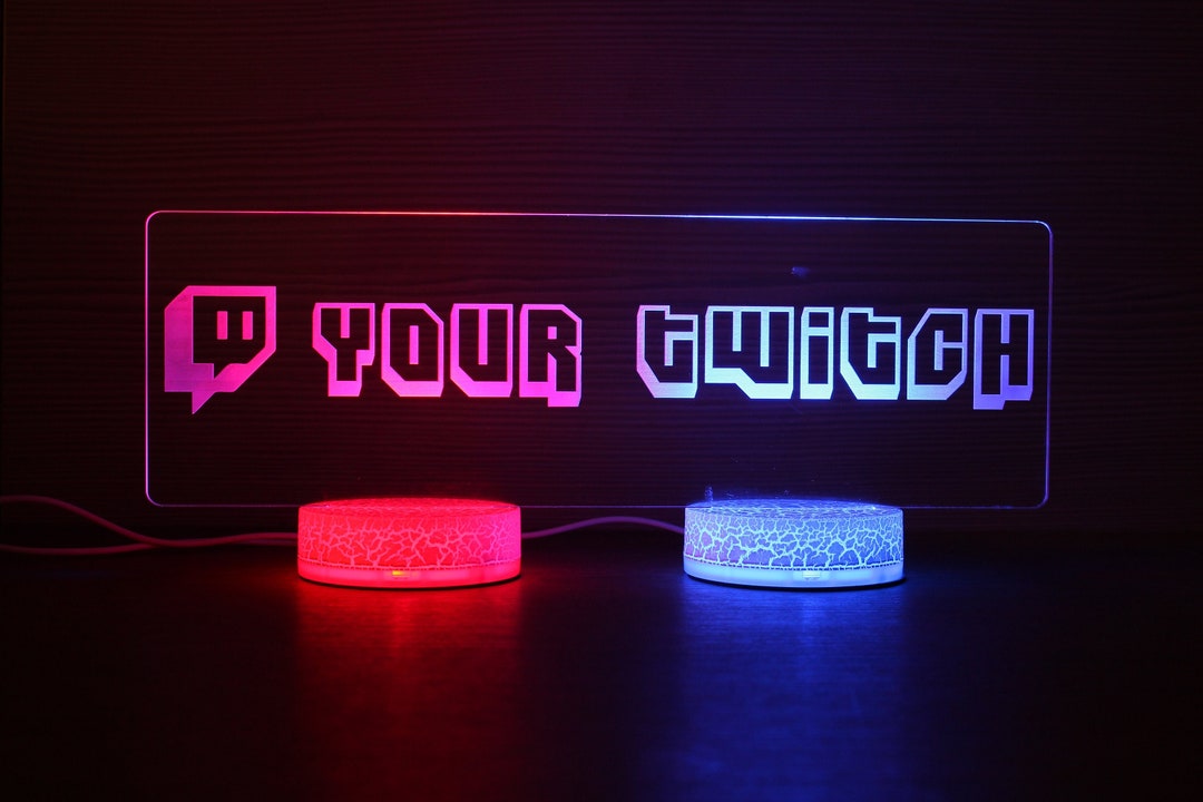 Twitch Channel Sign Gamertag Dual Base Streaming Gamer Gift LED RGB ...
