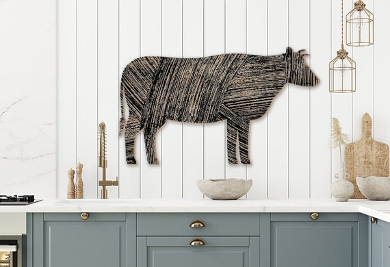 Wooden Cow Wall Art Decor Wooden Sign Custom Cutout Printed - Etsy