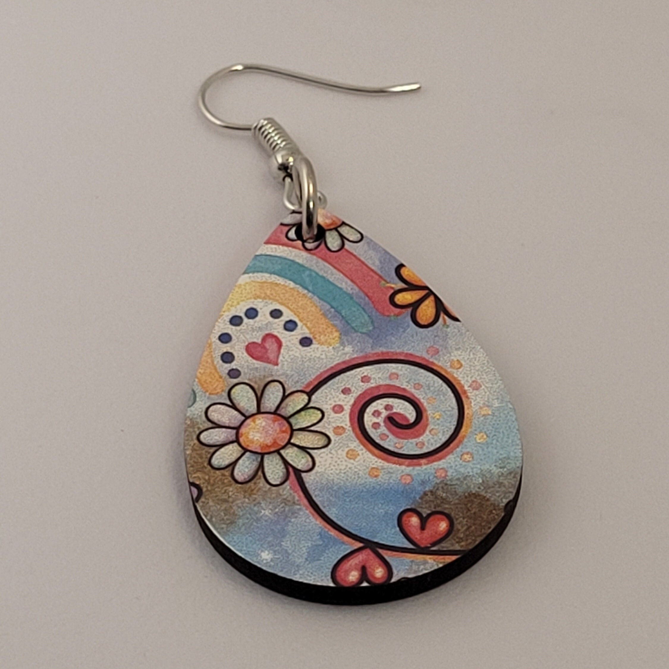 Fun Cute and Colourful Swirls and Flower Design Tear Drop - Etsy