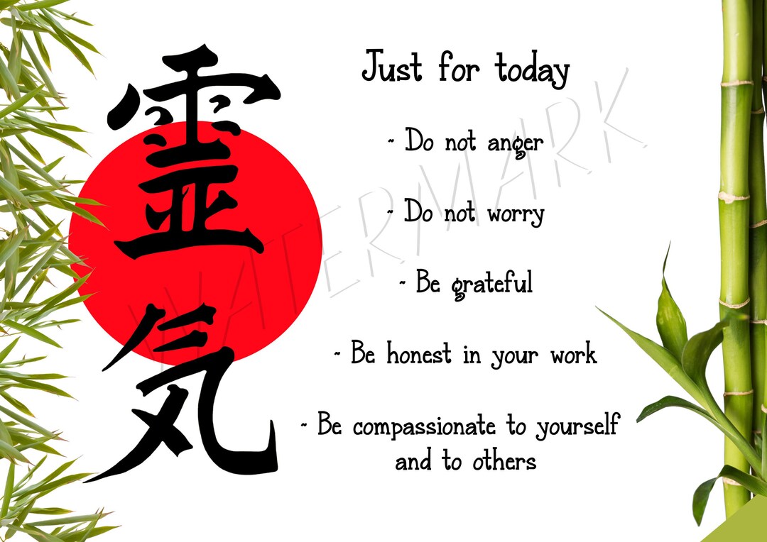 Printable Reiki Precepts Poster, Japanese, Bamboo & Leaves - Etsy Australia