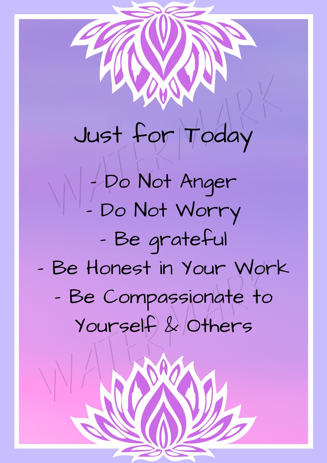 Printable Reiki Precepts Poster Active - Etsy