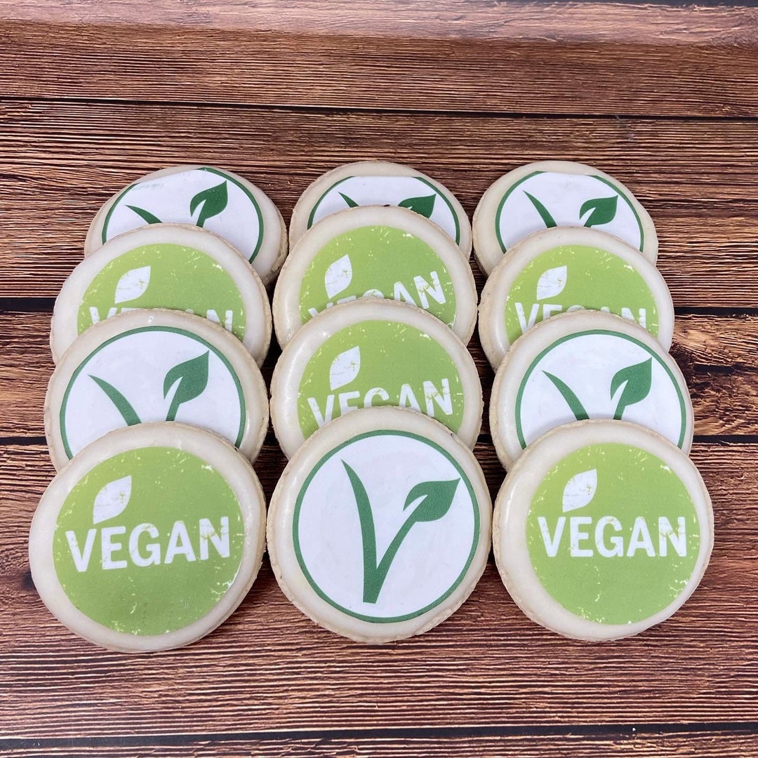 12 Vegan Green Logo Cookies - Etsy