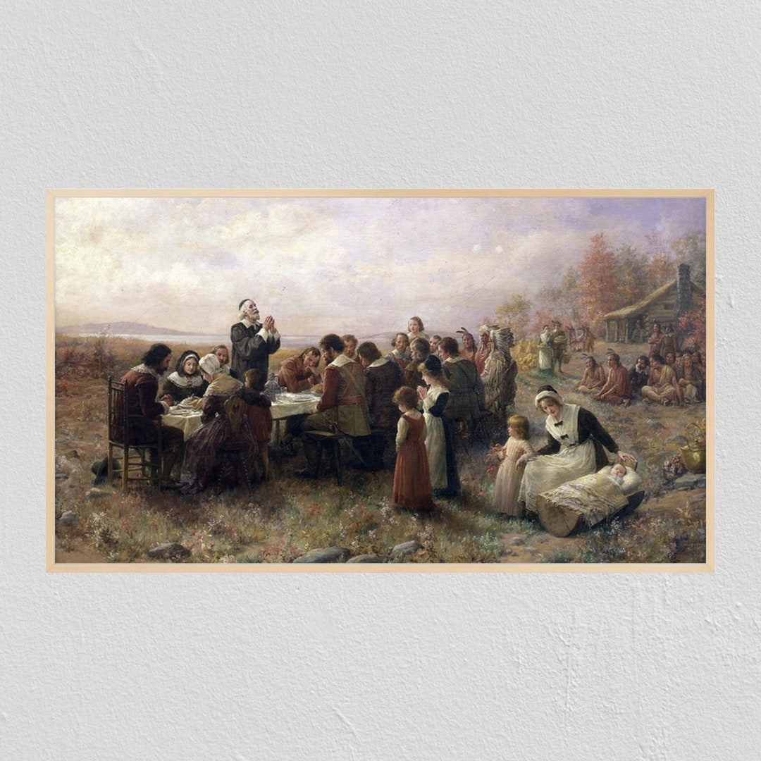Samsung Frame TV Art: Thanksgiving Dinner Pilgrims Feast Painting, Fall ...