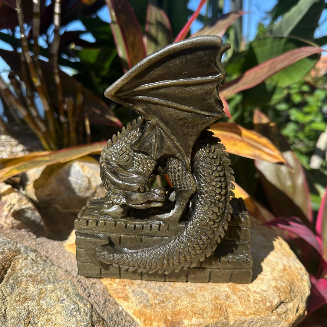 Gold Sheen Obsidian Dragon - Etsy