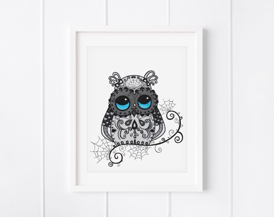 Winifred Web Print | Black and White Owl Print | Owl Wall Art ...