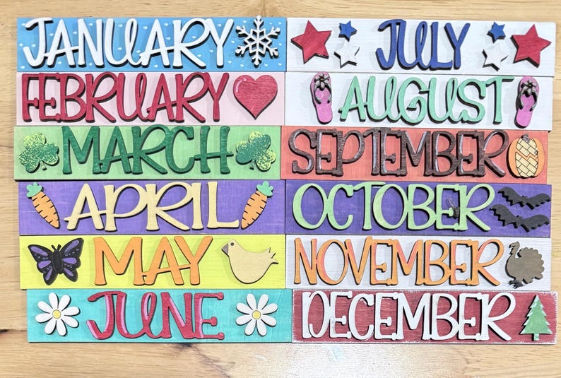 Calendar, Hanging Sign, Bundle. Interchangeable Mini Seasonal Standing ...