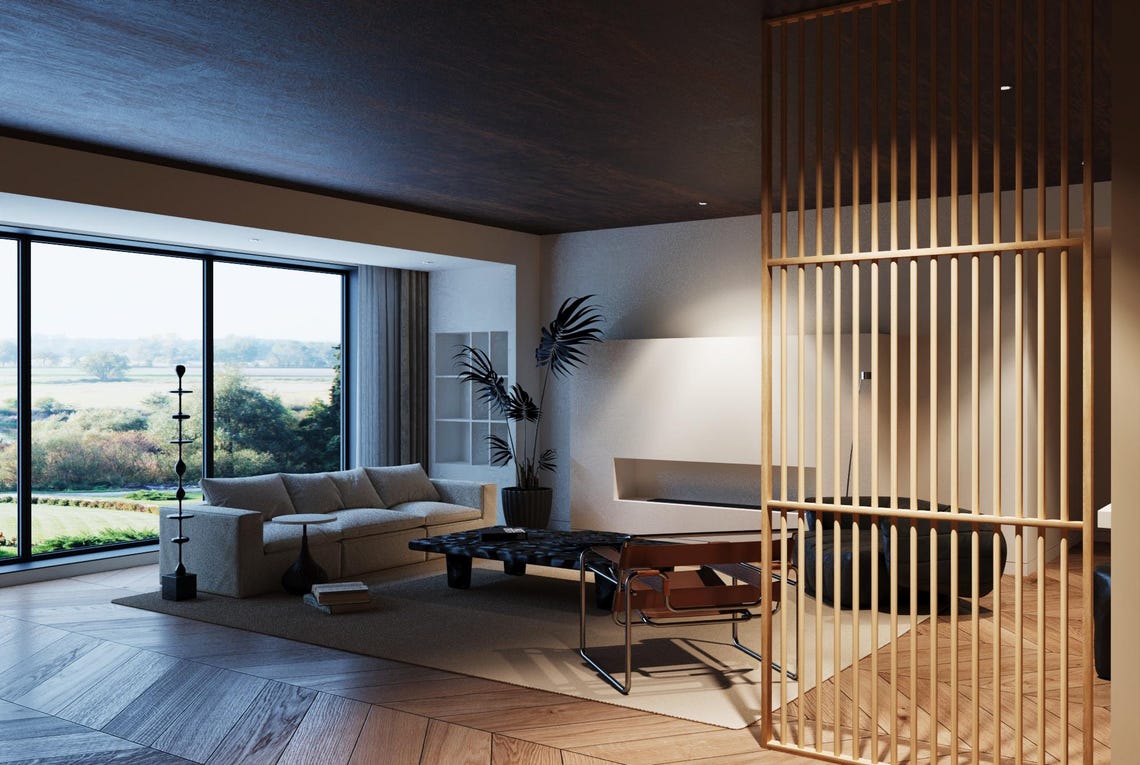 Bamboo Pole Room Divider: Natural Vertical Slat Partition - Etsy