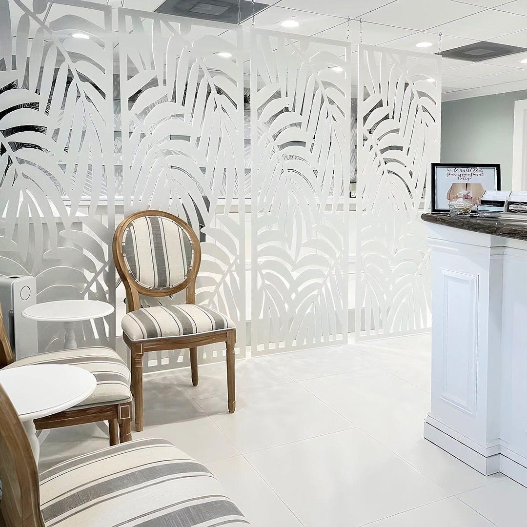 Custom Wall Partition for Office or Salon – White Modern Room Divider ...