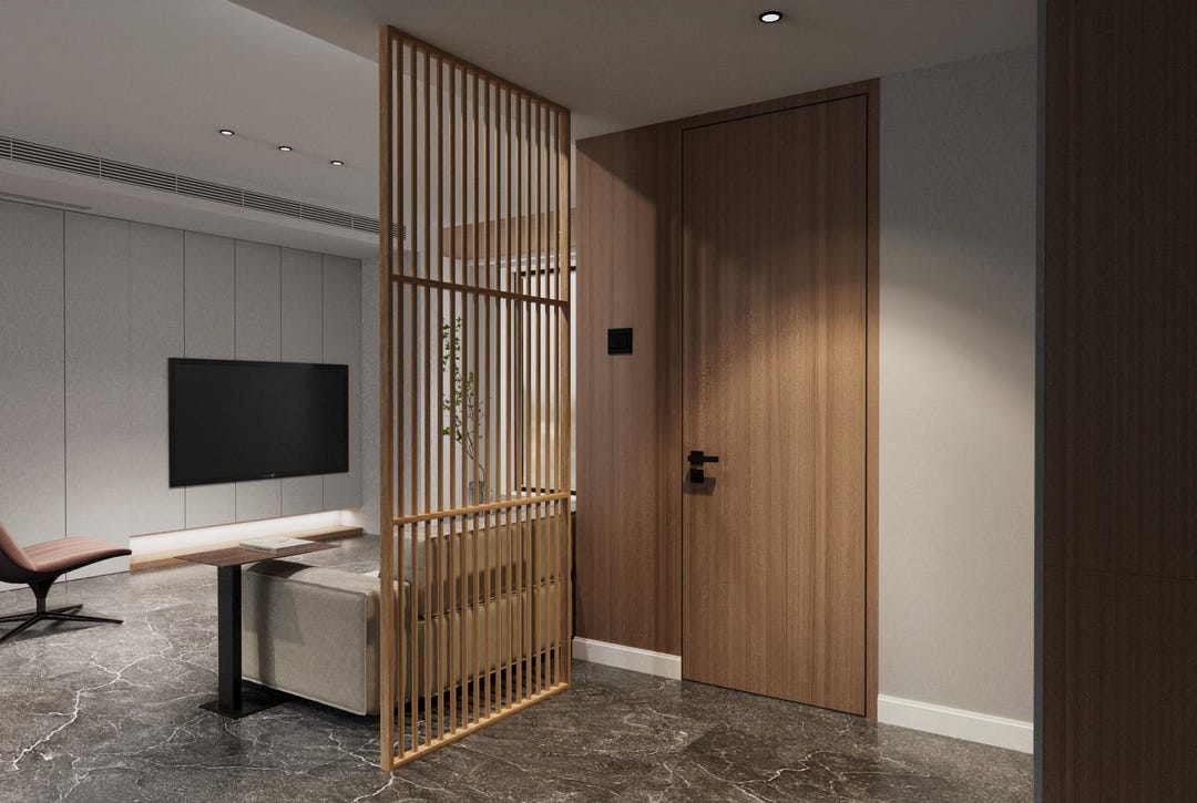 Vertical Pole Slat Divider, Bamboo Partition Panel, Custom Wood Room ...