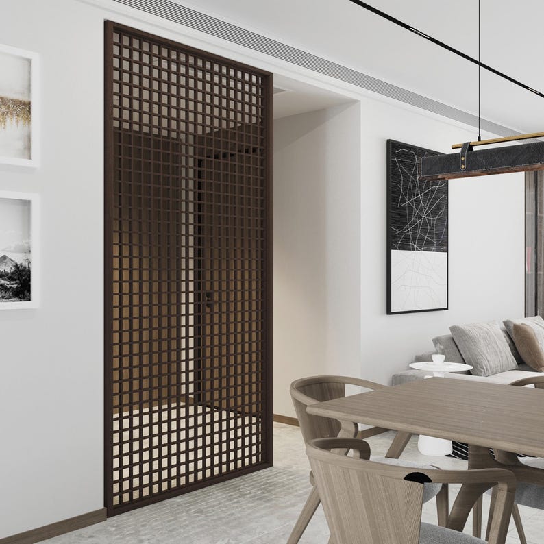 Modern Wooden Grid Room Divider – Custom Solid Red Oak Partition - Etsy