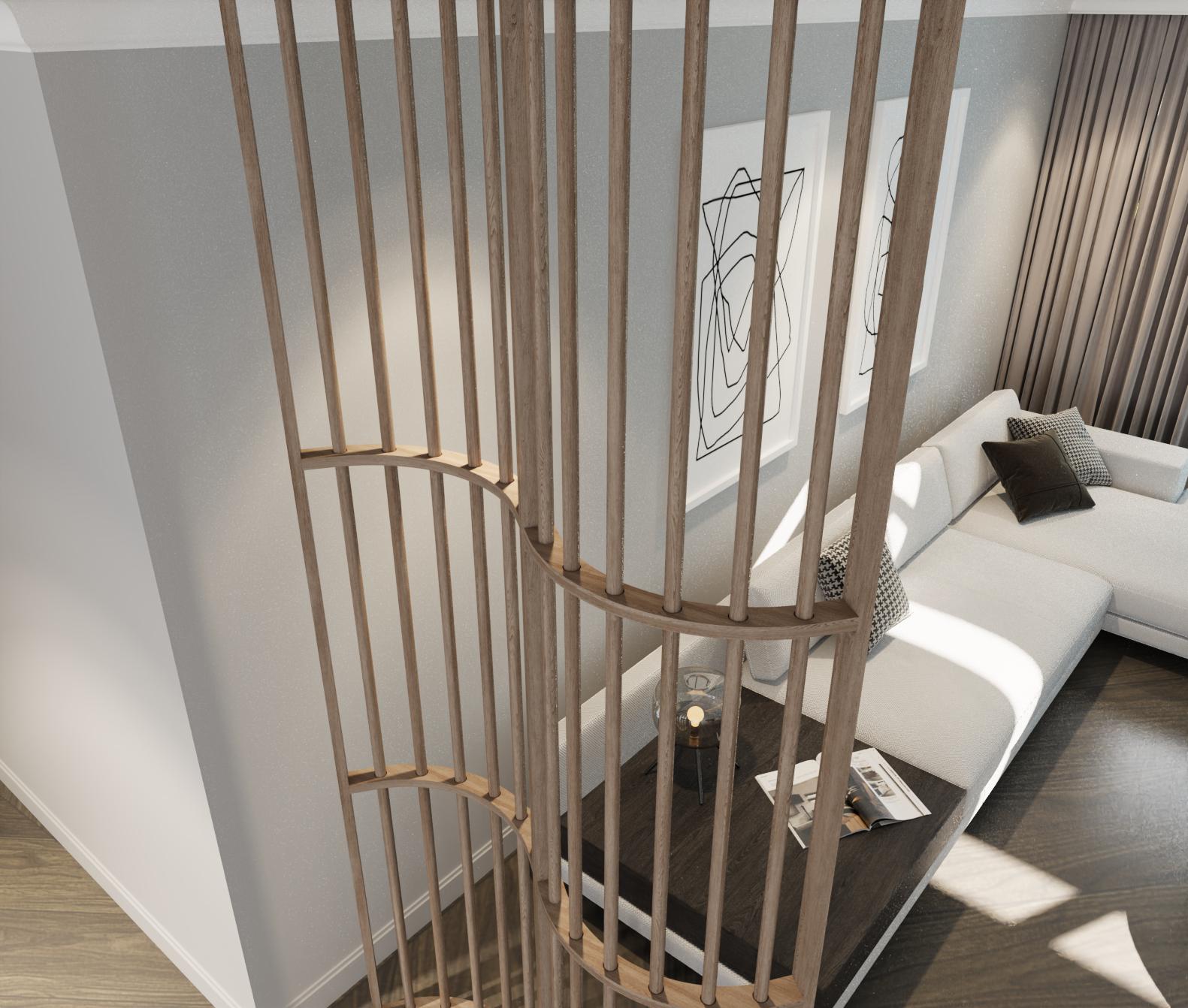 Solid Red Oak Curved Room Divider: Modern Slat Screen - Etsy