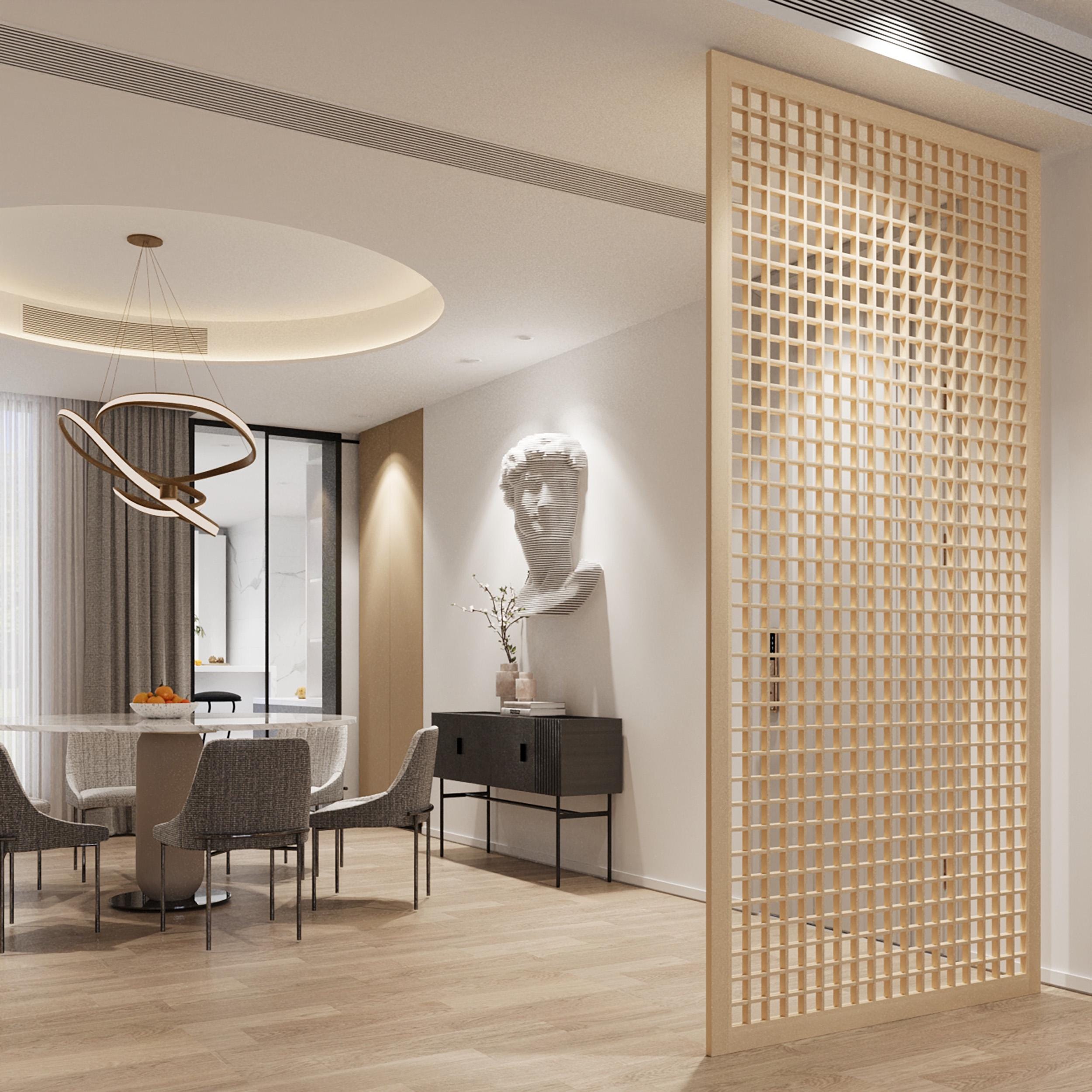 Modern Wooden Grid Room Divider – Custom Solid Red Oak Partition - Etsy