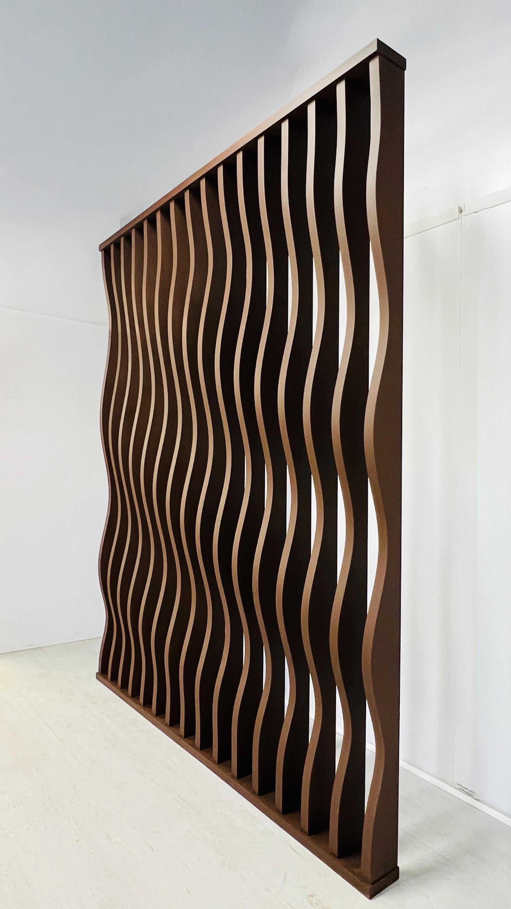 Wavy MDF Slat Room Divider: Modern Partition Wall, Custom Wood Screen ...