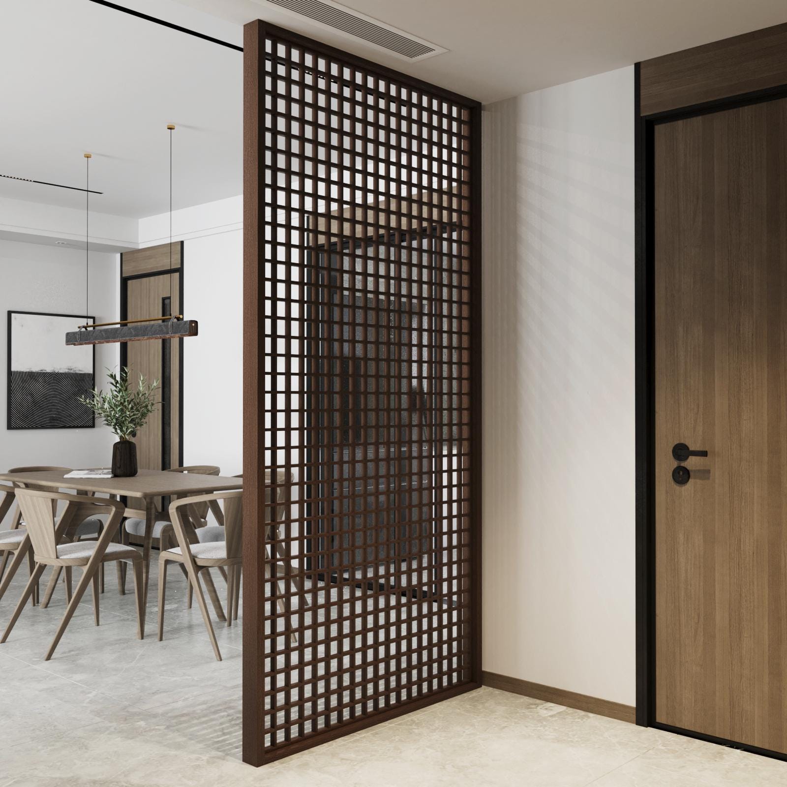 Modern Wooden Grid Room Divider – Custom Solid Red Oak Partition - Etsy