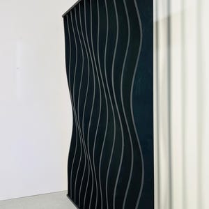 Wavy MDF Slat Room Divider: Modern Partition Wall, Custom Wood Screen ...