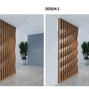 Wavy MDF Slat Room Divider: Modern Partition Wall, Custom Wood Screen ...